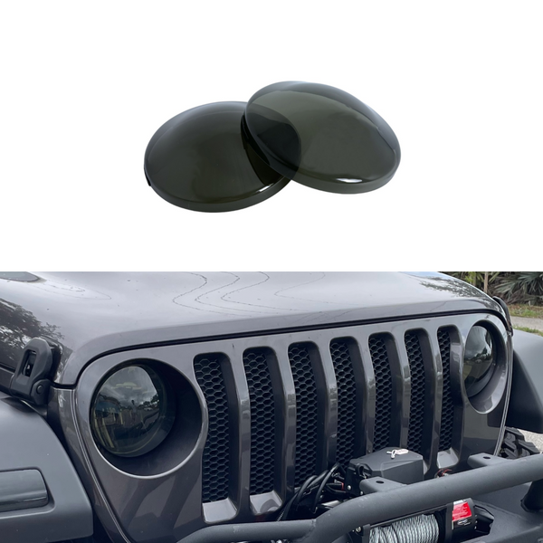 Smoked Headlight Lamp Covers for 2018-2024 Jeep Wrangler JL/ 2020-2024 ...